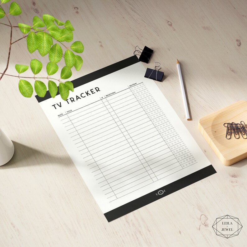 Printable TV Tracker, Minimal Television Journal, Fillable PDF, Show ...