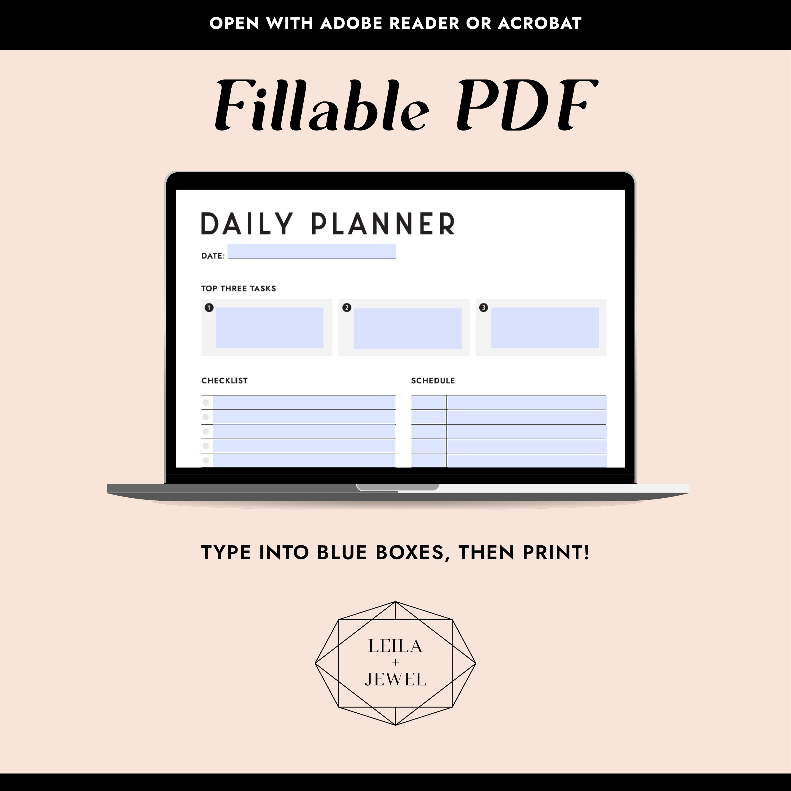 Printable Daily Planner, Fillable PDF, Printable PDF, Daily Tasks ...