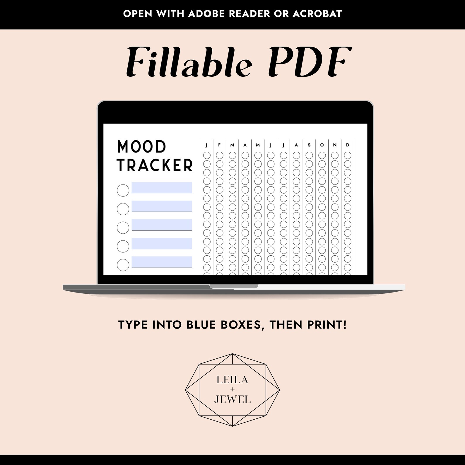 Printable Mood Tracker, Fillable PDF, Printable PDF, Mood Planner ...