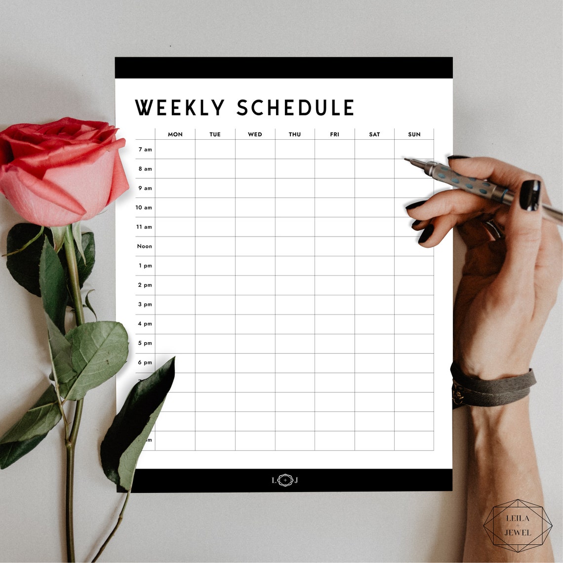 Printable Weekly Schedule, Minimal Weekly Planner, Fillable PDF, Weekly ...