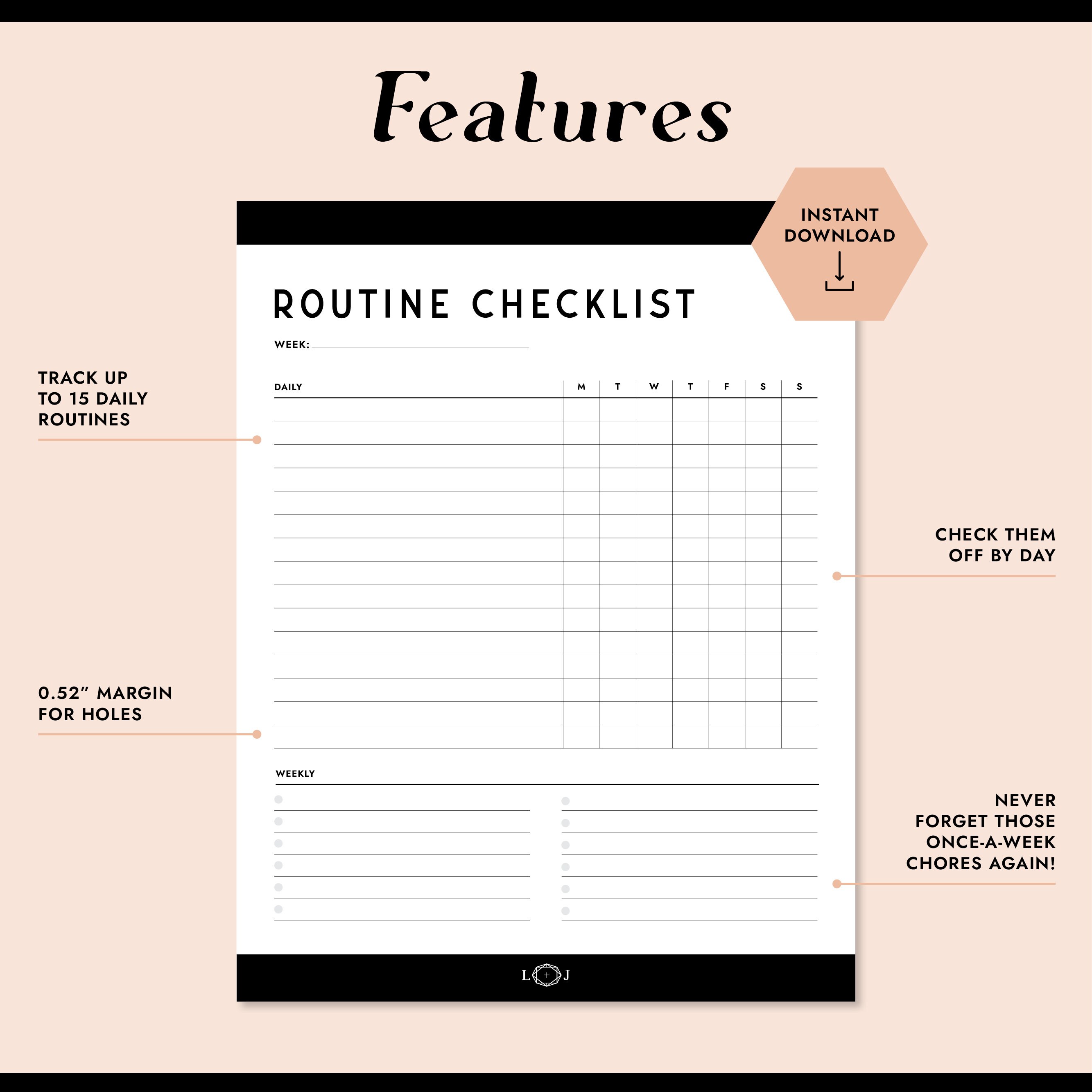 Printable Daily Routine Chart, Daily Routine Planner, Morning Routine ...