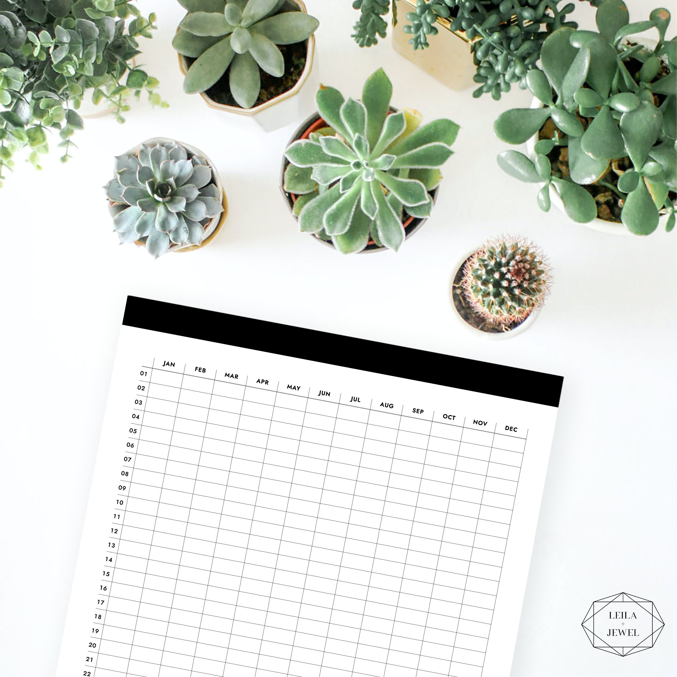 Yearly Planner Printable, Perpetual Calendar, Yearly Overview, Birthday ...