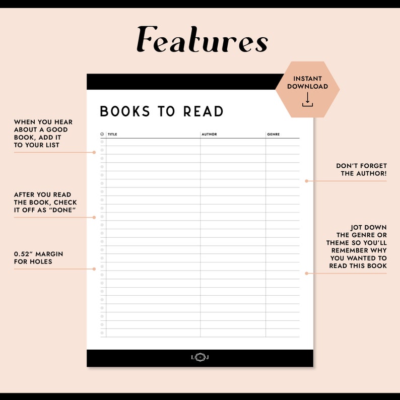 Printable Reading List Minimal Reading Tracker Fillable PDF - Etsy