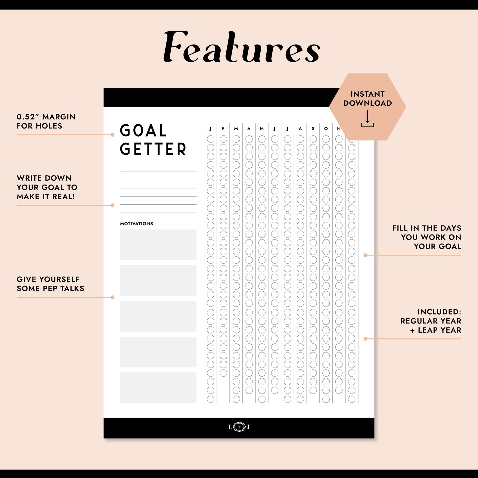 Printable Goal Tracker, Fillable PDF, Printable PDF, Goal Planner ...