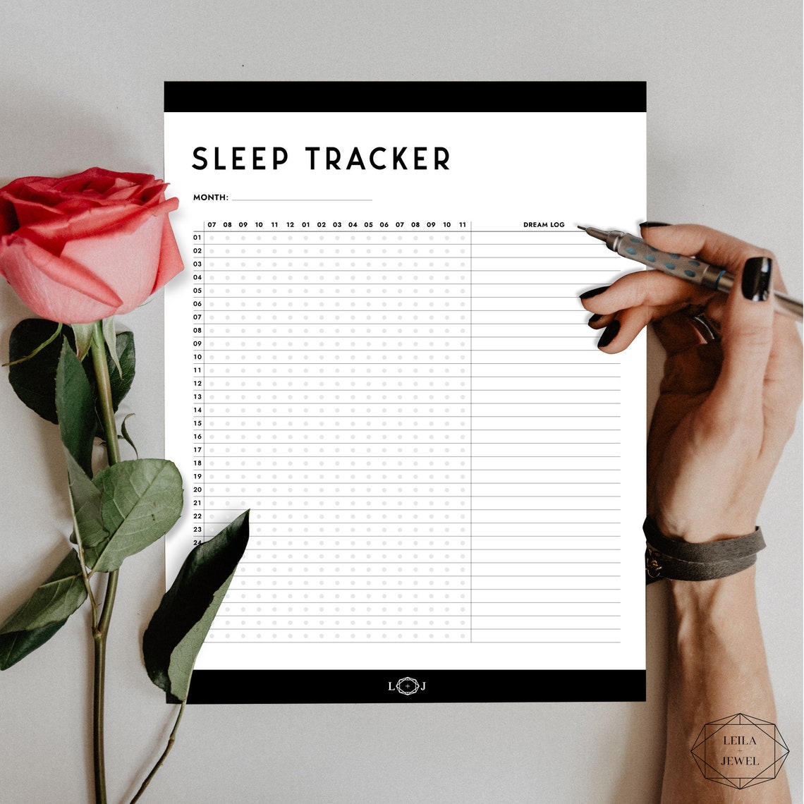 Printable Sleep Tracker, Minimal Sleep Journal, Fillable PDF, Bullet ...