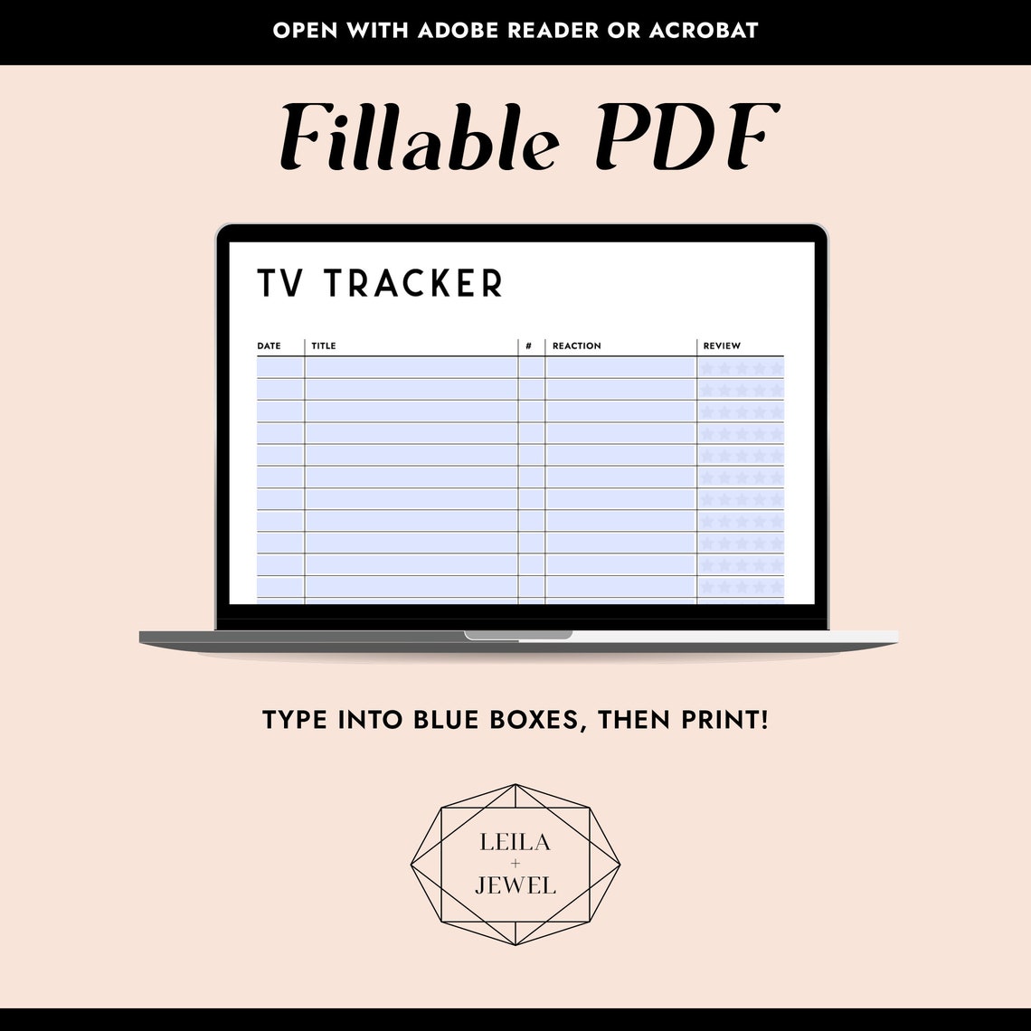 Printable TV Tracker, Minimalist Fillable PDF (US Letter, A4, A5) - Etsy