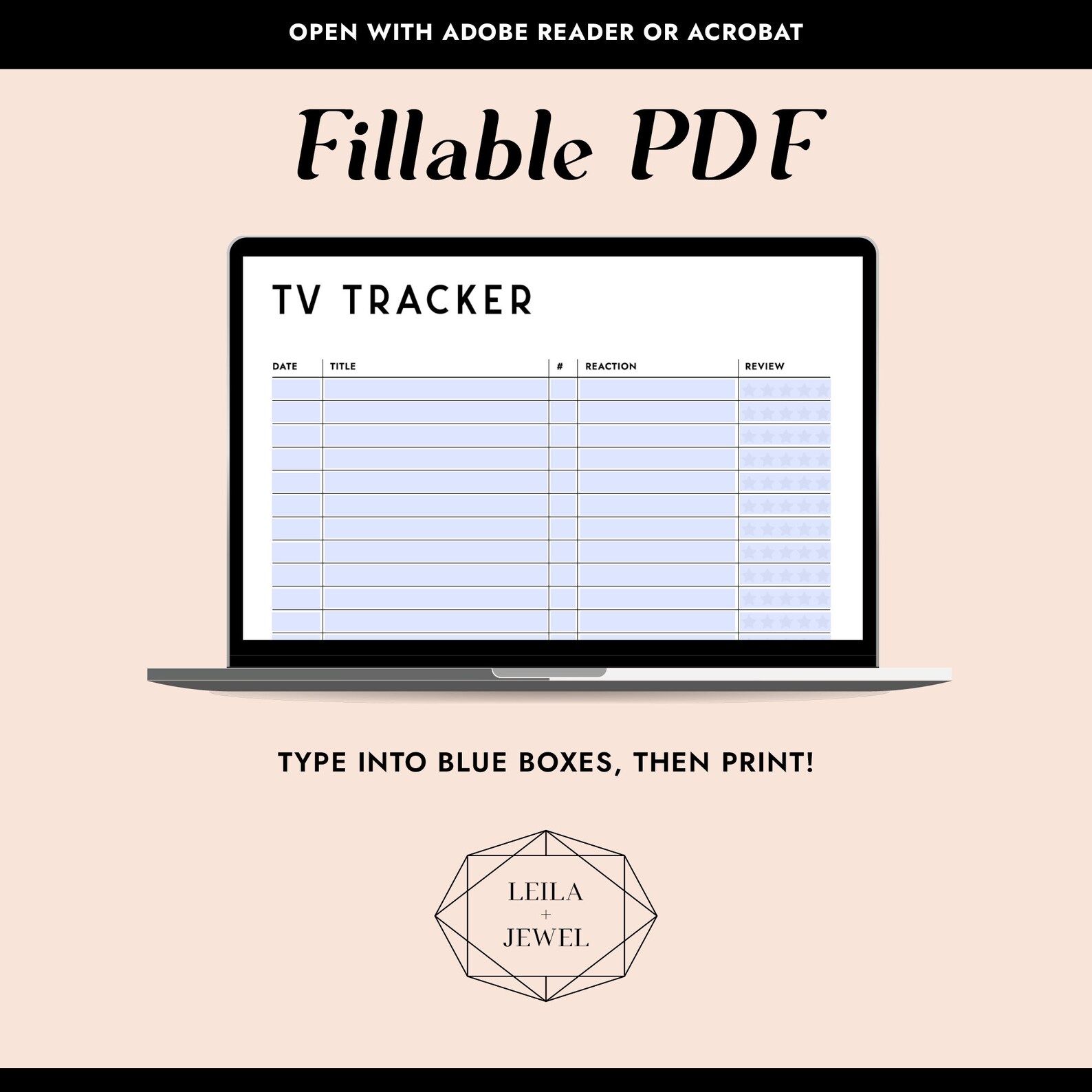 Printable TV Tracker, Minimal Television Journal, Fillable PDF, Show ...