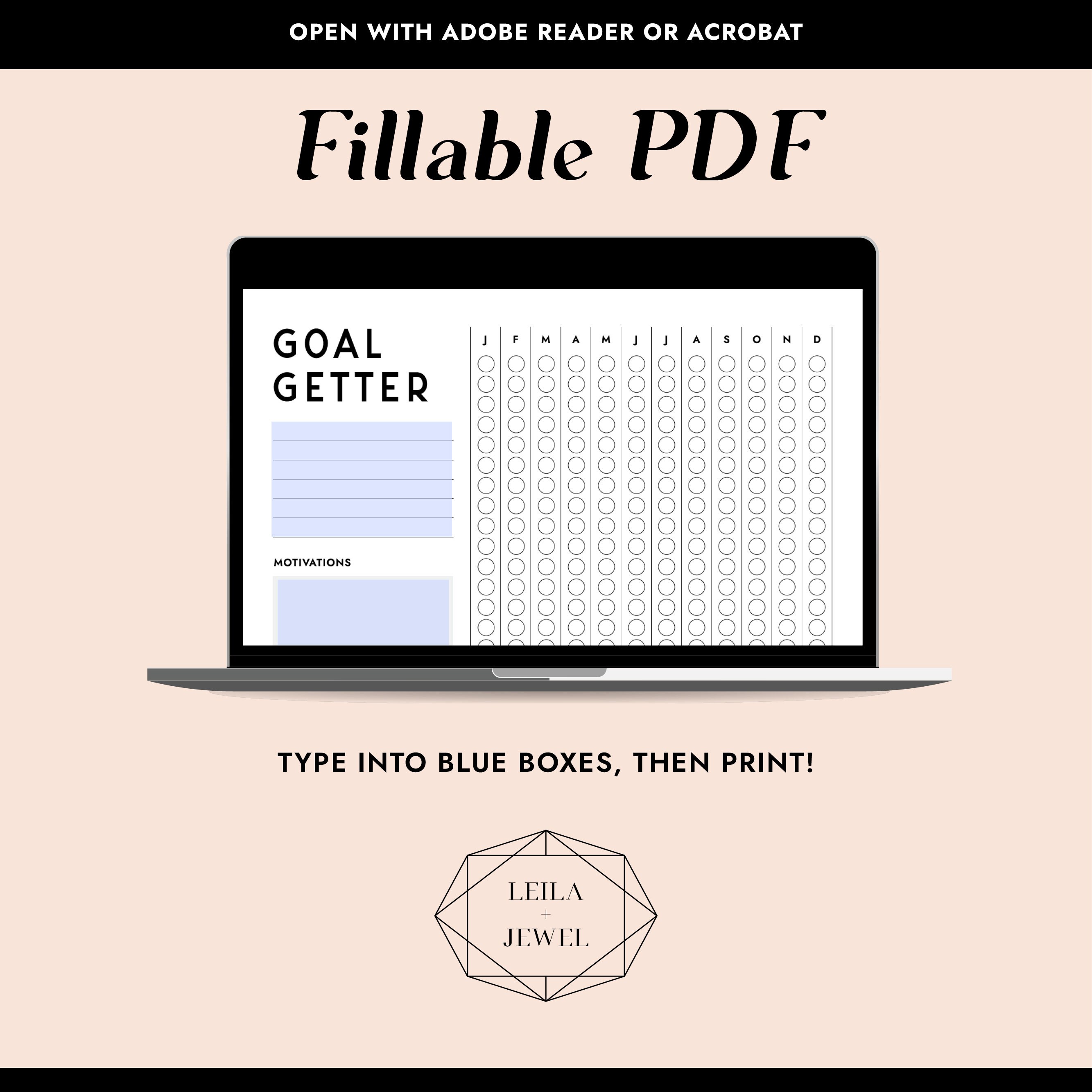 Printable Goal Tracker, Fillable PDF, Habit Planner (letter, A4, A5) - Etsy