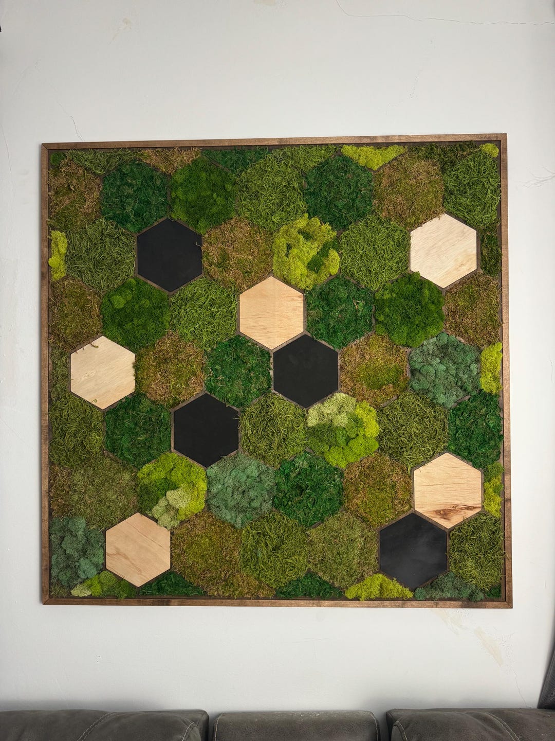 Hexagon Moss Wall Art, Greenery Wall Decor, Preserved Moss Art, No ...