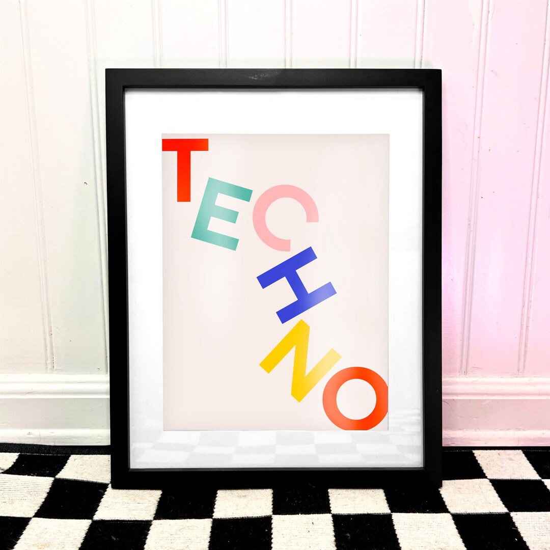 TECHNO LETTERS Music Art Print Techno House Rave Modern Edm - Etsy