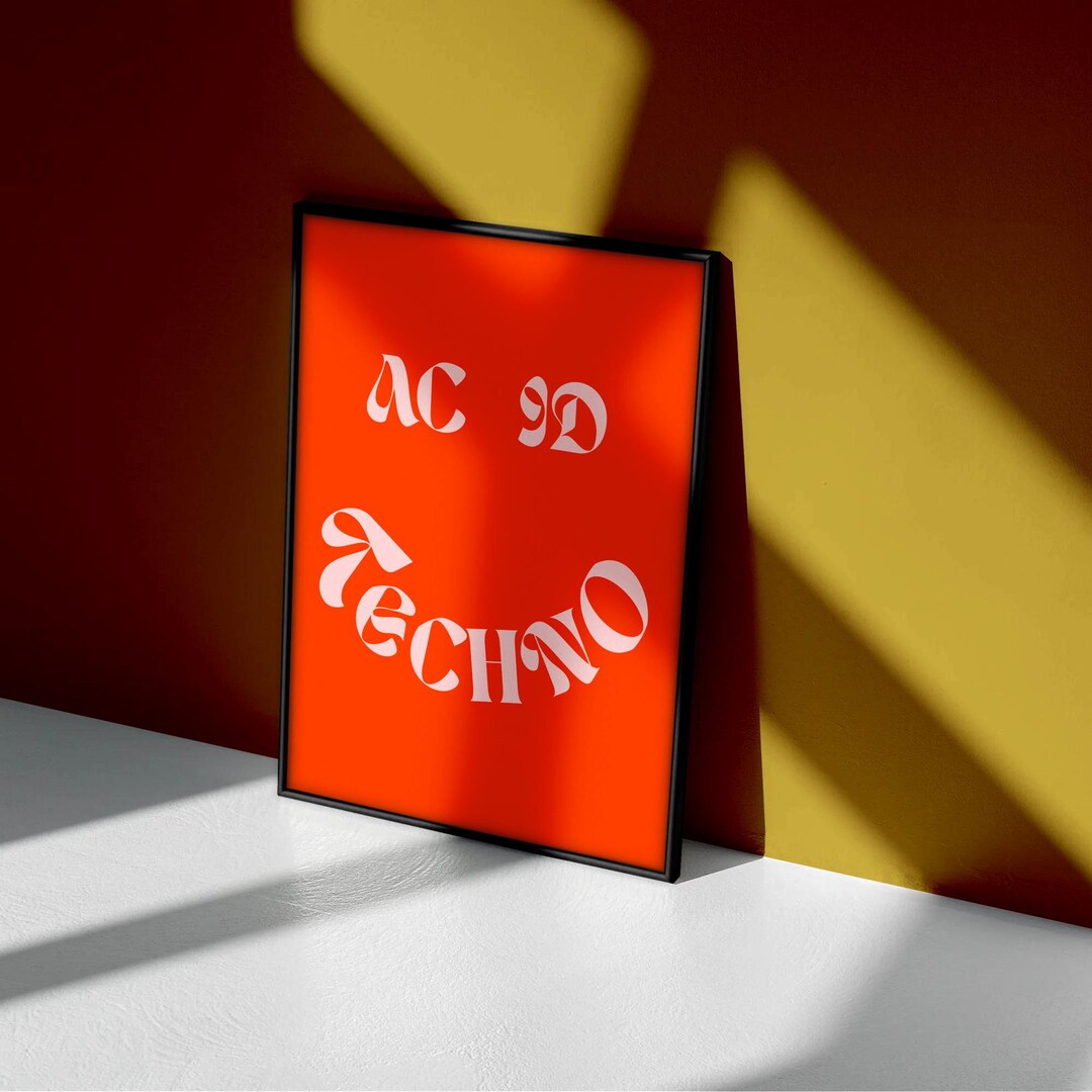 ACID TECHNO SMILEY Print: Modern Edm Rave Wall Art - Etsy