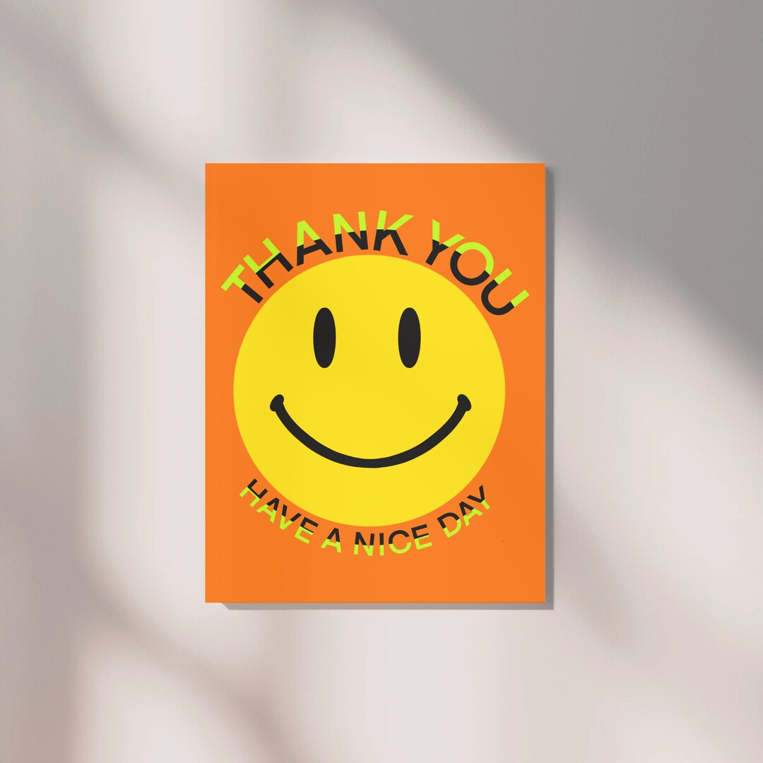 ACID SMILEY Thank You Print Techno Rave Club Aesthetic House - Etsy