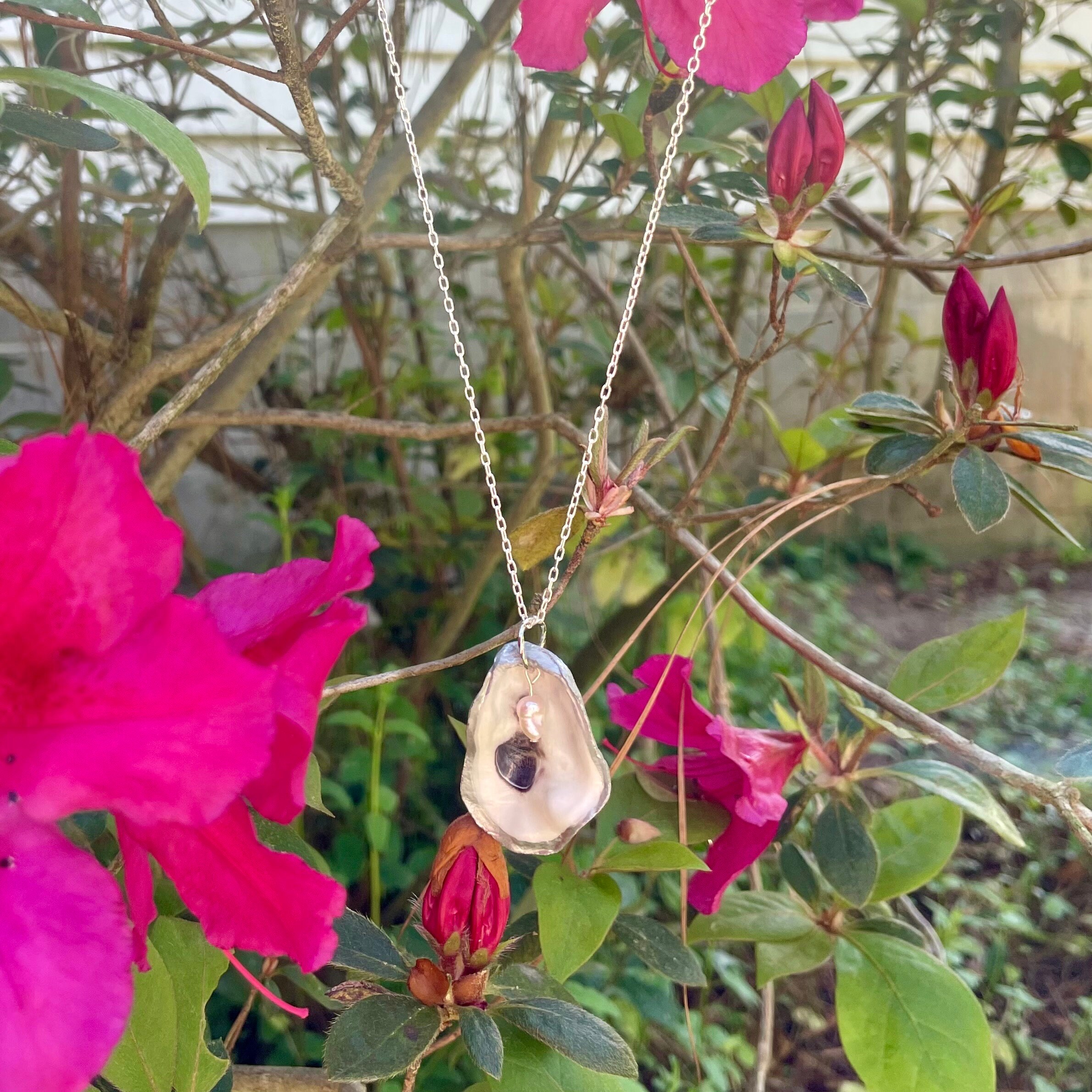 Oyster Shell Chain Necklace With Natural Pearl - Etsy