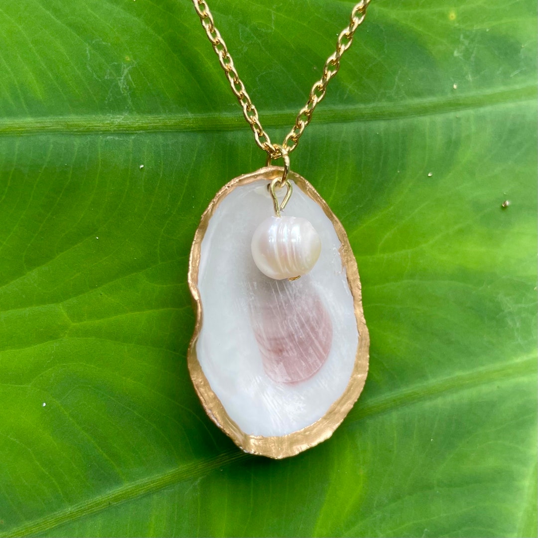 Oyster Shell Chain Necklace With Natural Pearl - Etsy