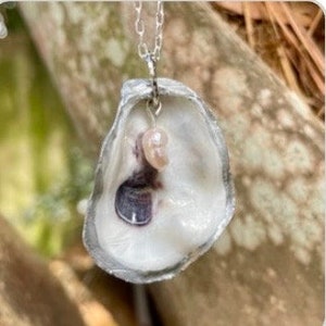 Oyster Shell Chain Necklace With Natural Pearl - Etsy