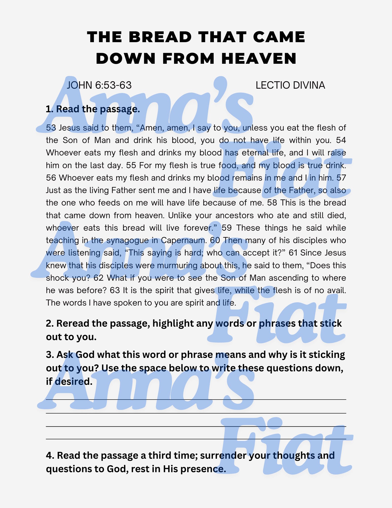 Lectio Divina Prayer Guide Package Gospel of John - Etsy