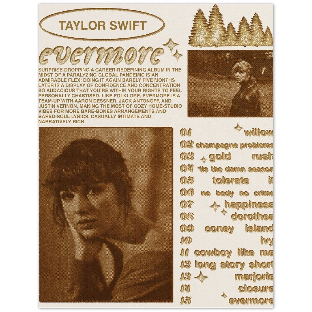 Taylor Swift Evermore Poster Museum-quality Matte Paper - Etsy