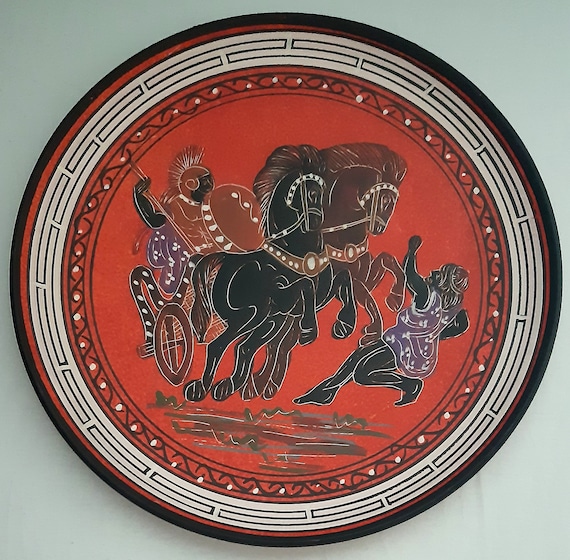 Vintage Greek Wall Plate/dish Handmade Hand Painted Ceramic - Etsy