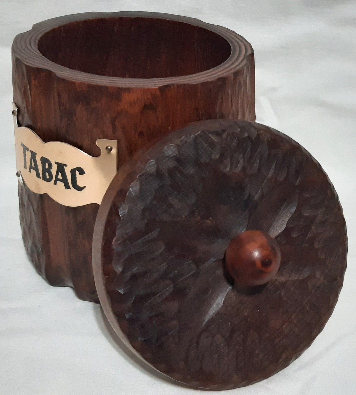 Vintage Box Wood Round With Lid Tabacco Box for Cigarettes Gift Idea ...