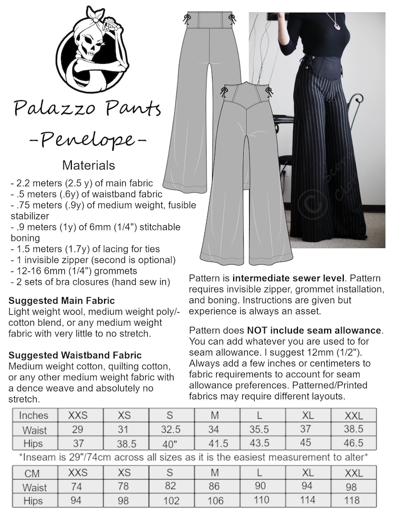 Palazzo Pants Sewing Pattern PDF Printable by Scorned - Etsy