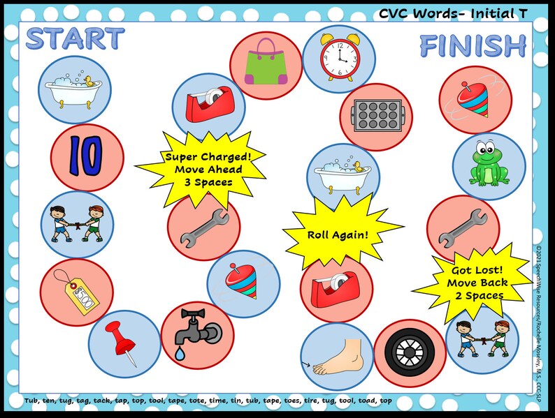CVC and Early Sounds Board Games for Articulation, Apraxia Speech ...