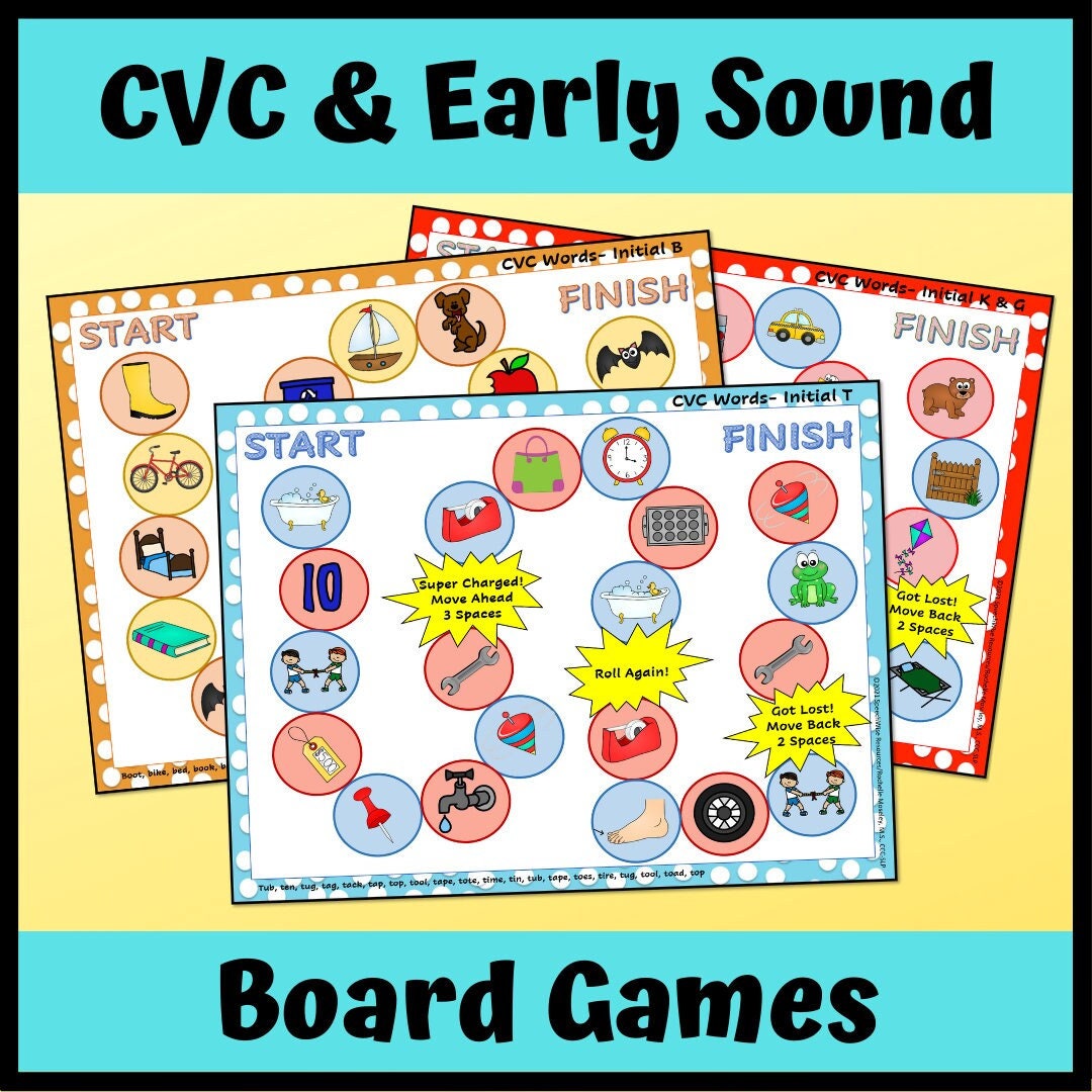 CVC and Early Sounds Board Games for Articulation, Apraxia Speech ...