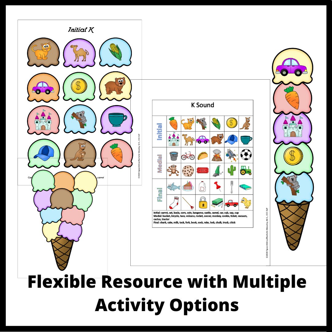 Ice Cream Articulation Craft for K and G Sounds: Initial, Medial, Final ...