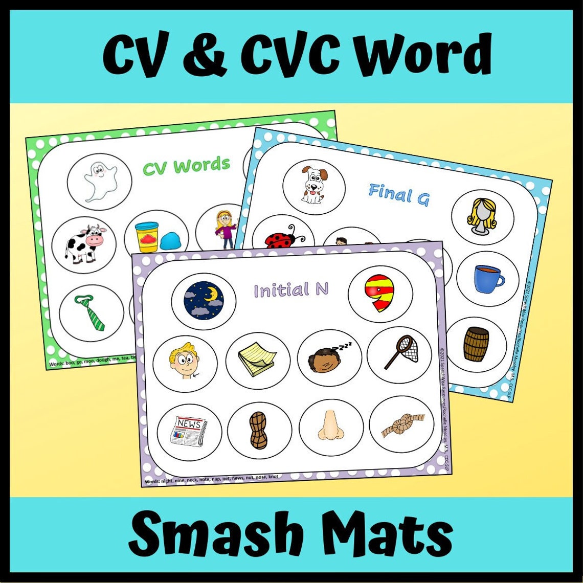 CV and CVC Word Smash Mats: Early Sounds Articulation, Apraxia Speech ...