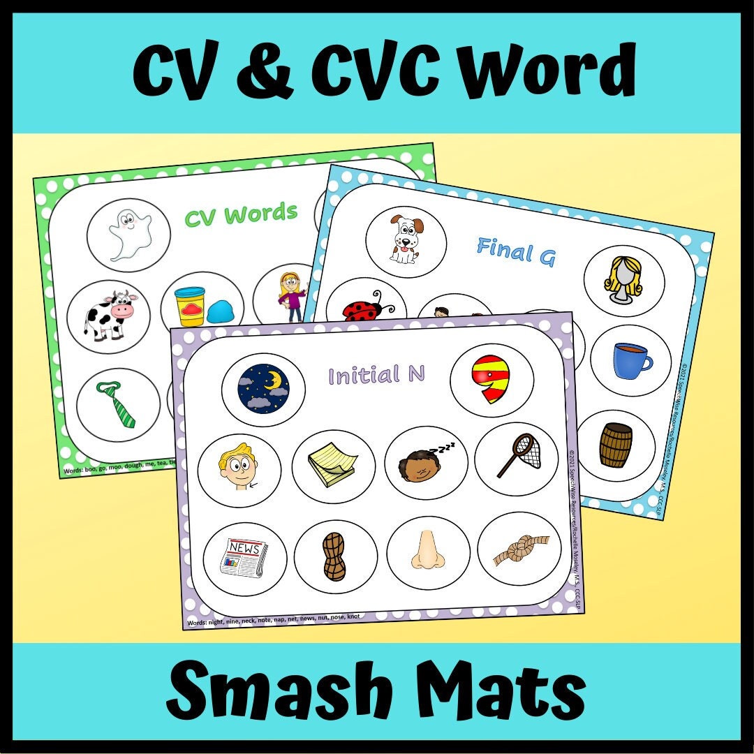 CV and CVC Word Smash Mats: Early Sounds Articulation, Apraxia Speech ...