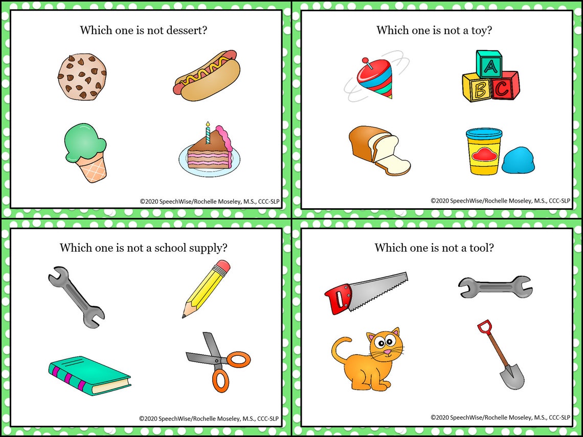 What Doesn't Belong? Task Cards for Speech and Language Therapy ...