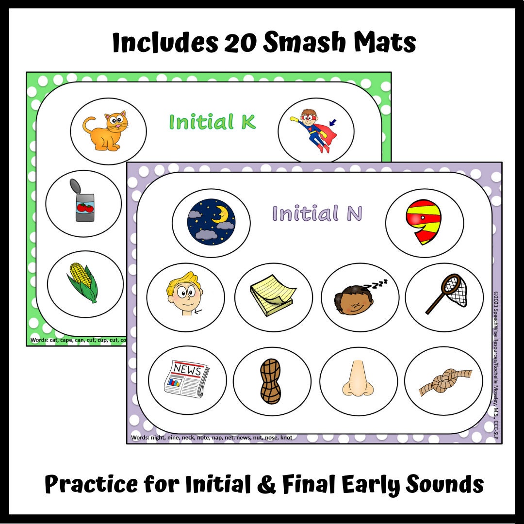 CV and CVC Word Smash Mats: Early Sounds Articulation, Apraxia Speech ...