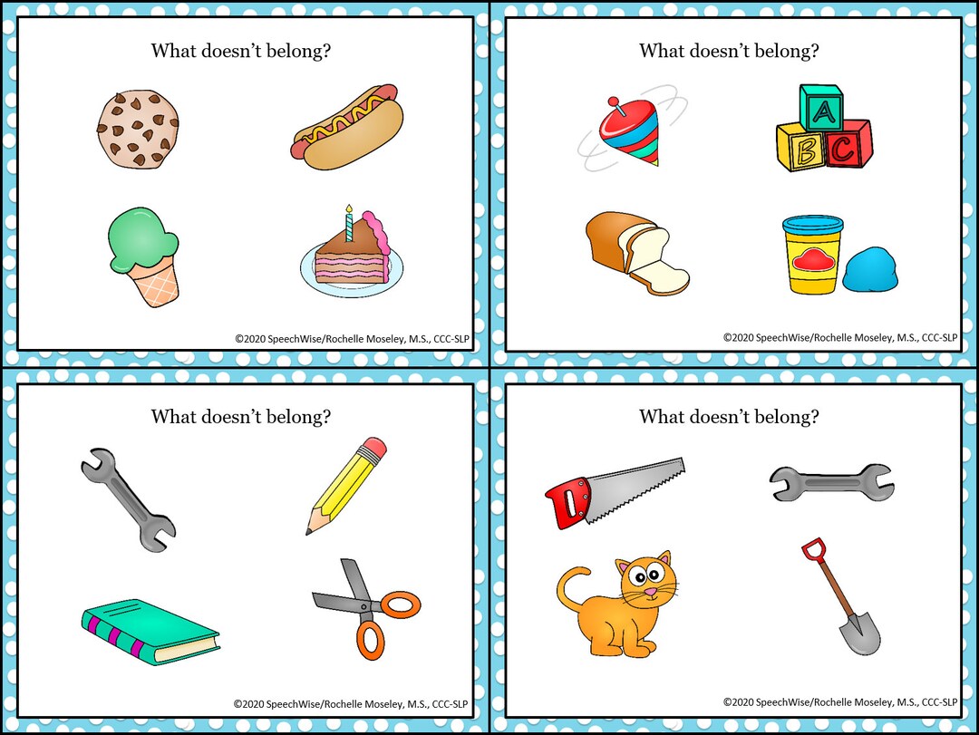 What Doesn't Belong Task Cards for Speech and Language Therapy ...