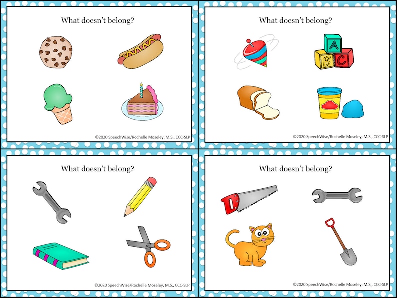 What Doesn't Belong? Task Cards for Speech and Language Therapy ...