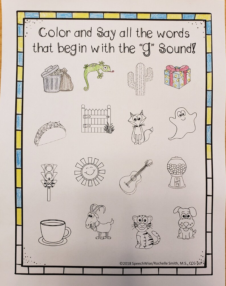 Articulation Coloring Sheets for K and G Speech Sounds- No Prep! - Etsy
