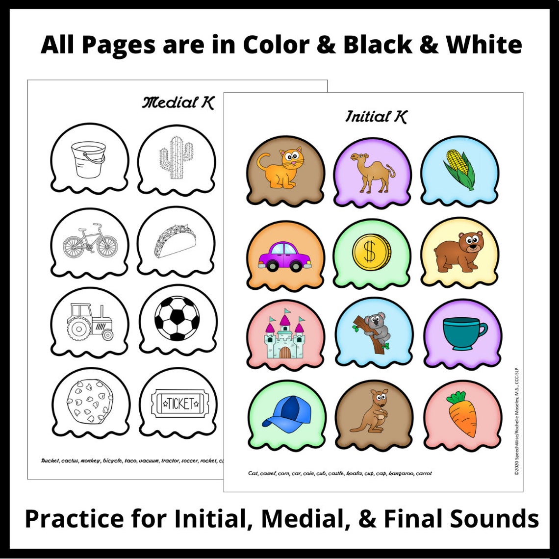 Ice Cream Articulation Craft for K and G Sounds: Initial, Medial, Final ...
