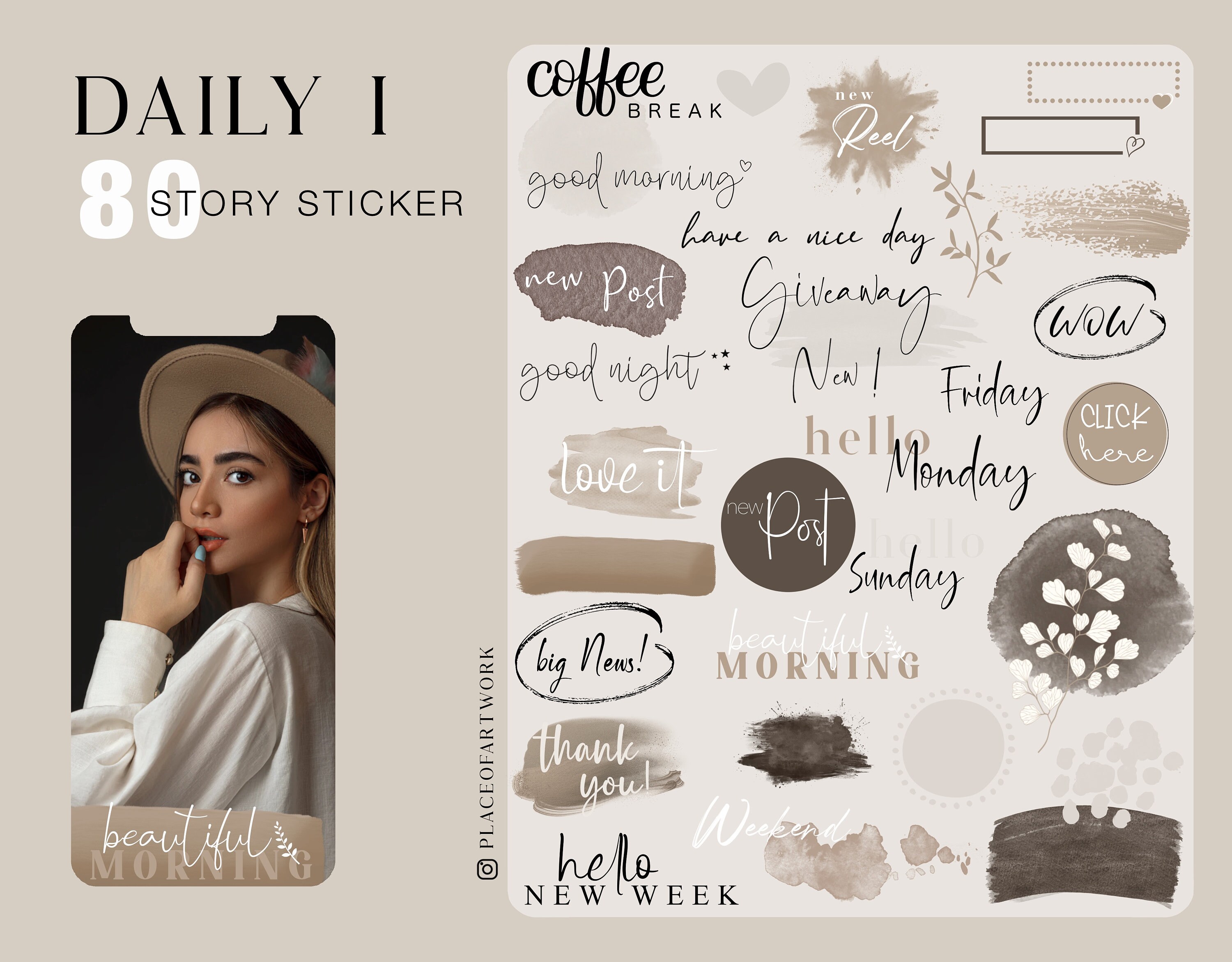 80 Instagram Story Sticker Daily Everyday Basic Weekdays - Etsy