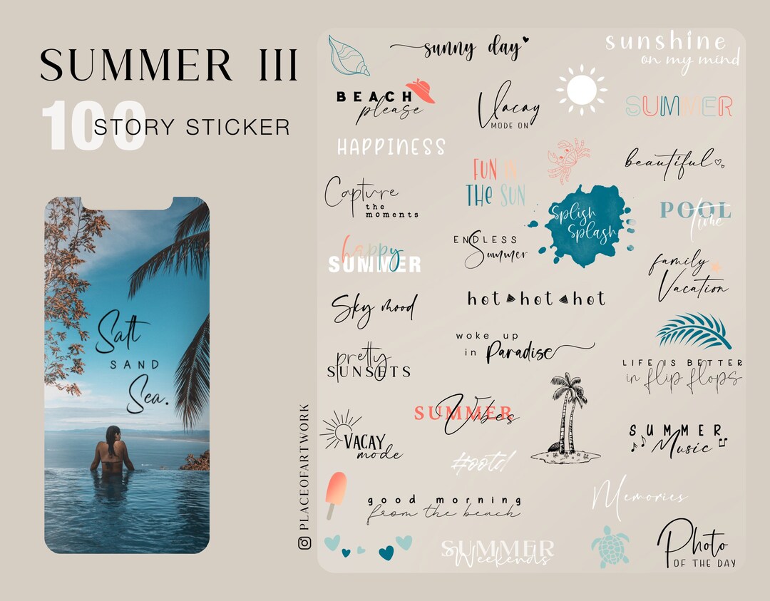 100 Instagram Story Stickers Summer Travel Holiday Vacation - Etsy