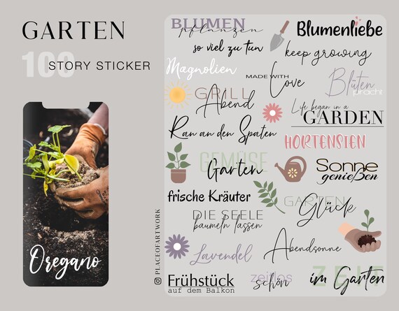 100 Instagram Story Sticker Garten gardening Spring | Etsy