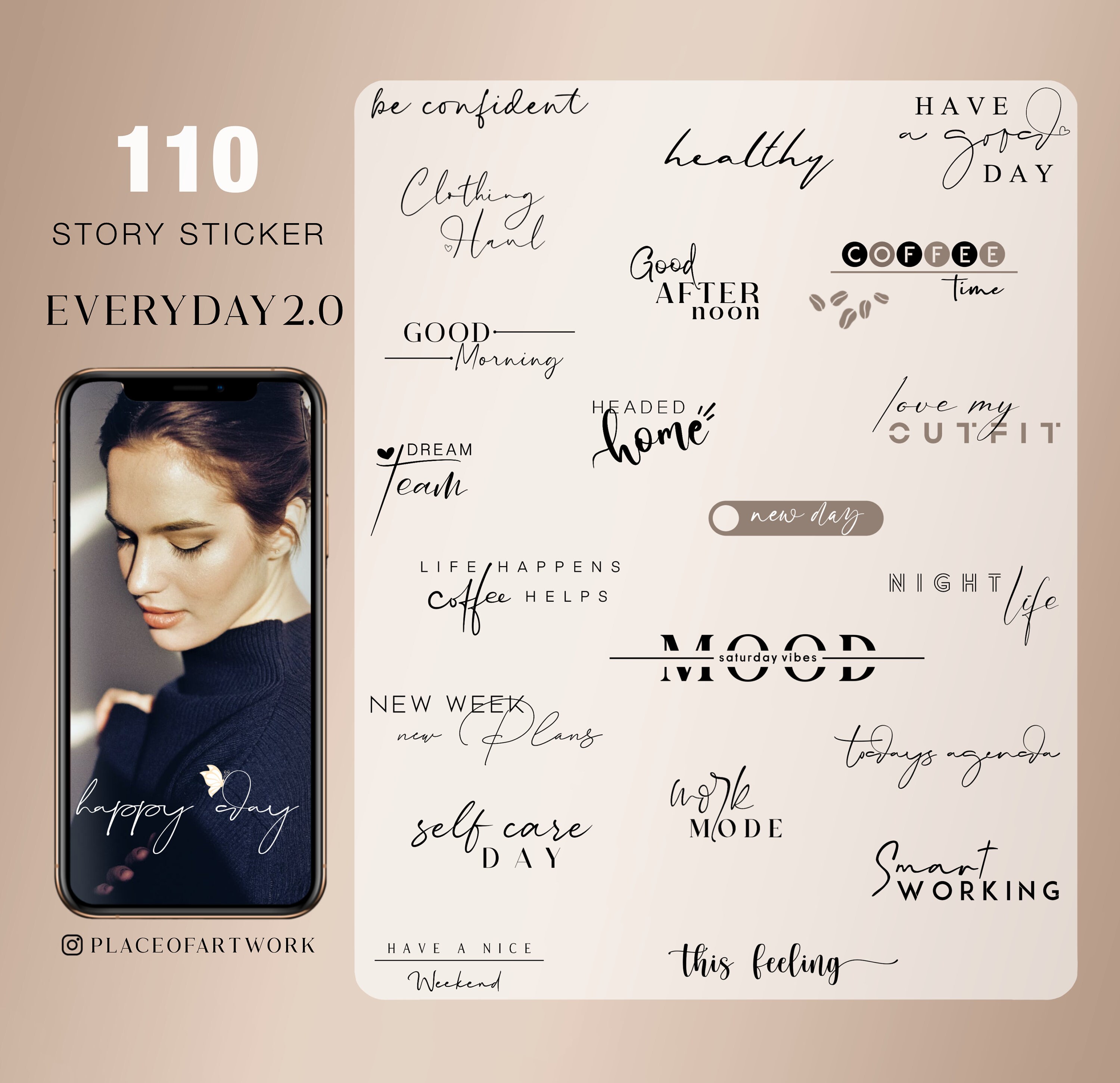 370+ Instagram Story Sticker Bundle 8 Everyday Weekdays Basic Plants ...