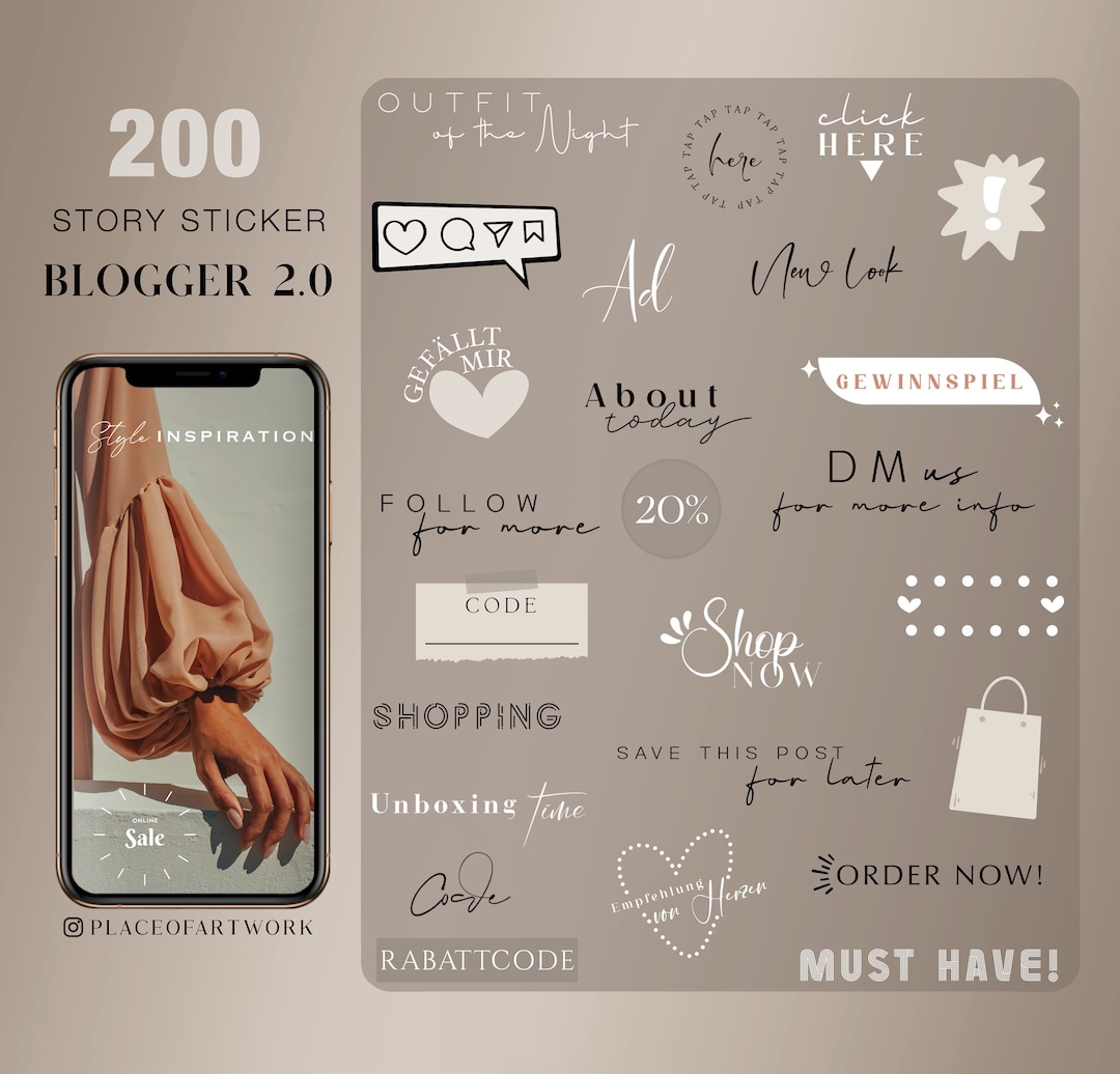 200 Instagram Story Sticker Blogger Influencer Small Business Office ...