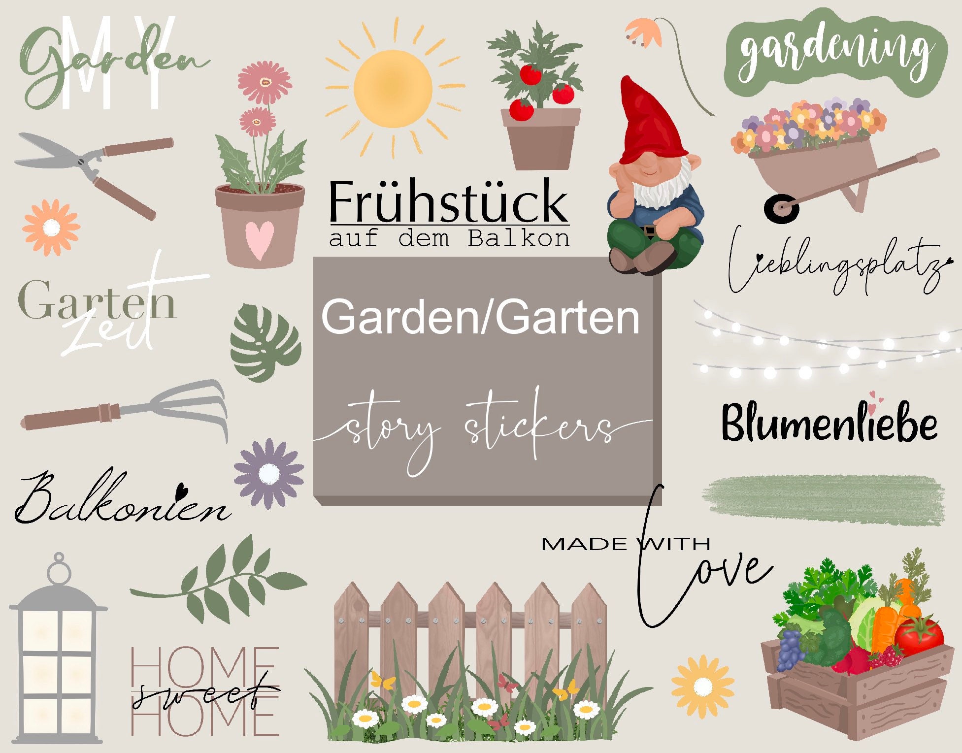 100 Instagram Story Sticker Garten gardening Spring | Etsy