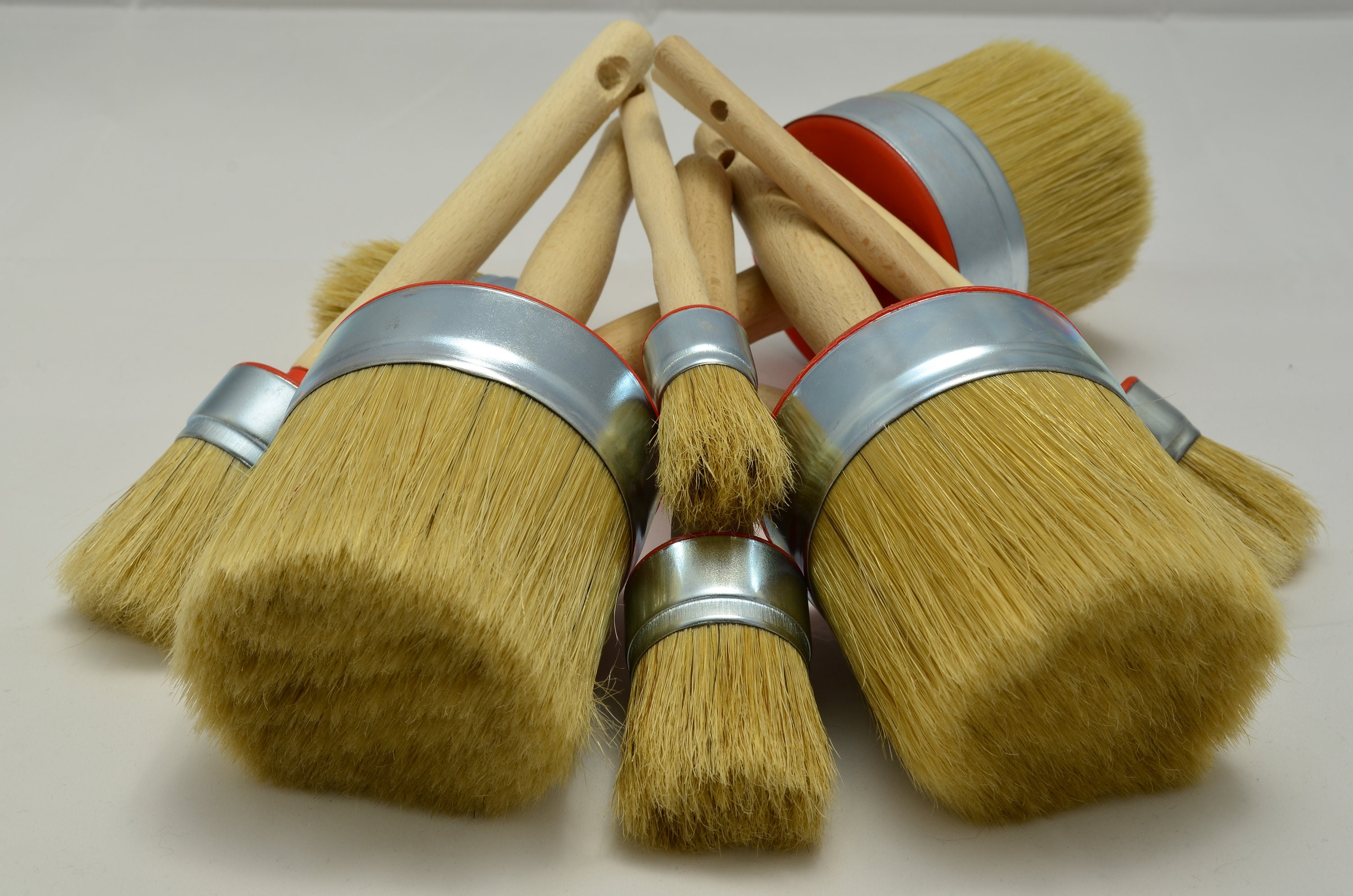 Round Paint Brush Set: Pure Bristle Mix, Chalk Paint, Waxing - Etsy