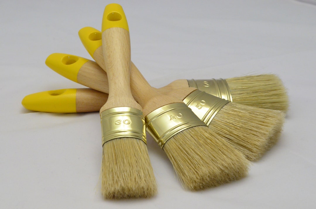 100% Natural Pure Bristle Oval Paint Brush Set of 4: 60 50 40 - Etsy
