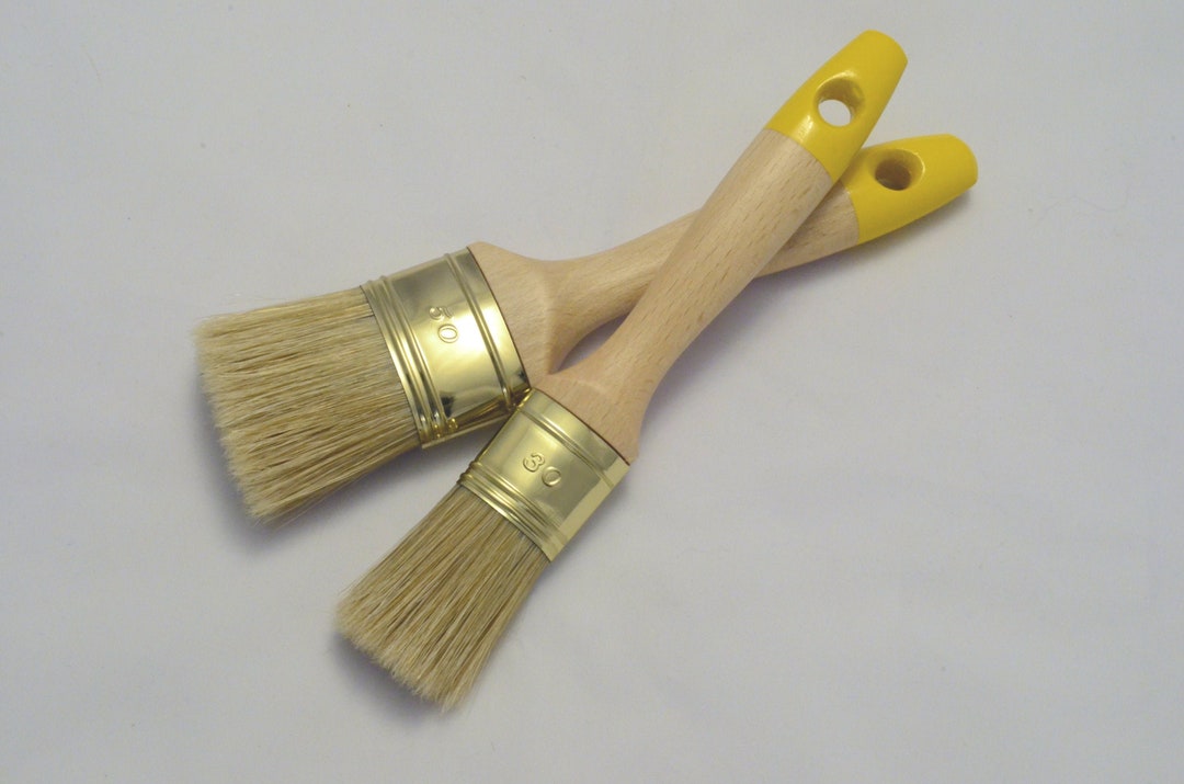 100% Natural Pure Bristle Oval Paint Brush Set of 2: 50 and 30 ...
