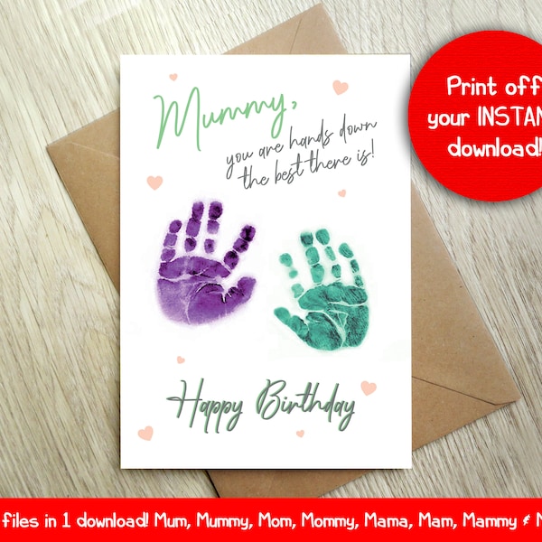 Happy Birthday Handprint Mommy - Etsy
