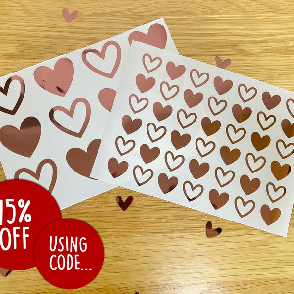 Gold Heart Stickers - Etsy