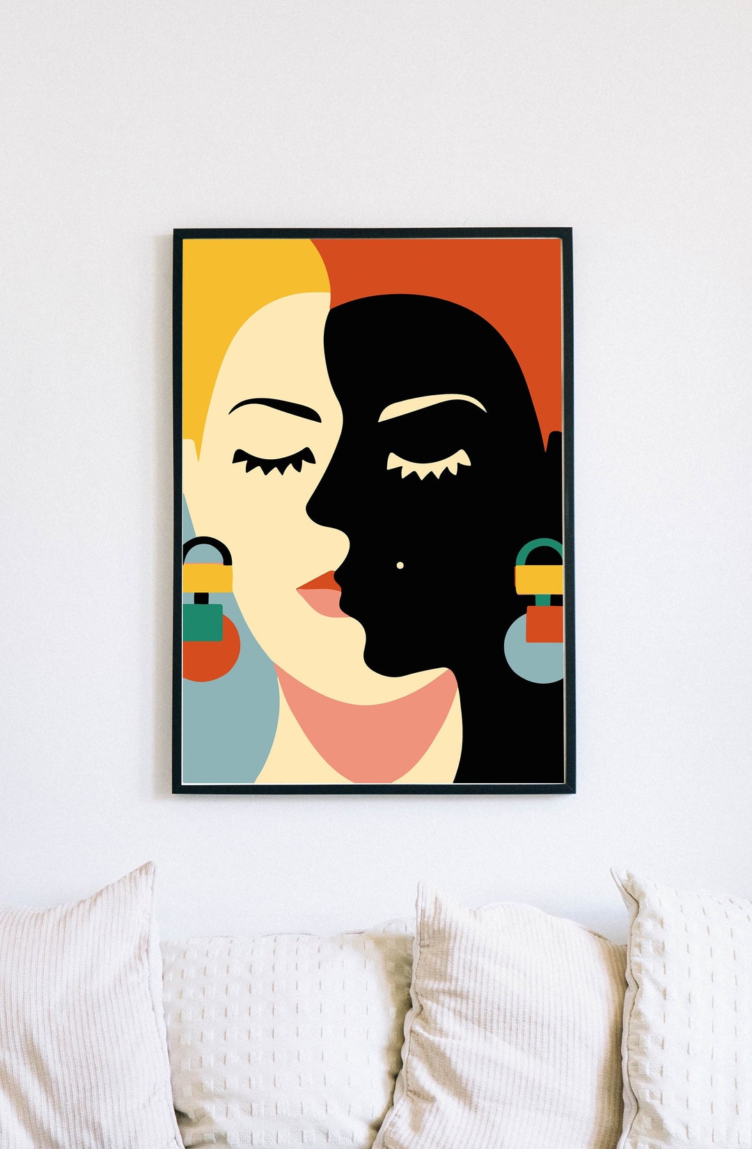 Abstract Face Poster, Abstract Face Print, Modern Art Print, Two Faces ...