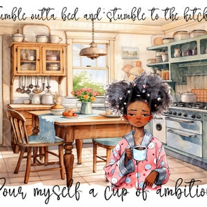 Tumble Out of Bed African America Png for Mug and Tumbler Sublimation ...