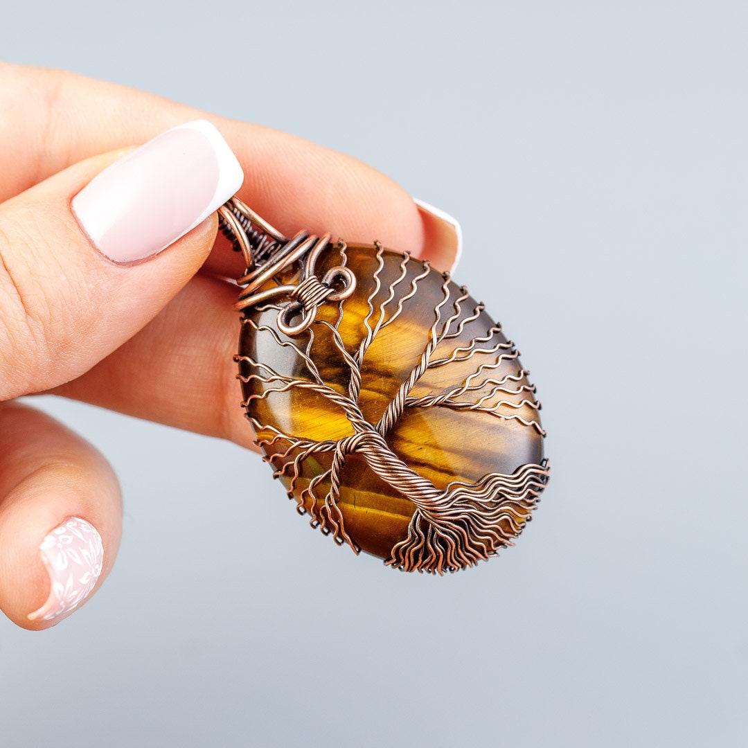Tree of Life Tiger Eye Pendant Necklace Birthday Gifts for Man | Etsy