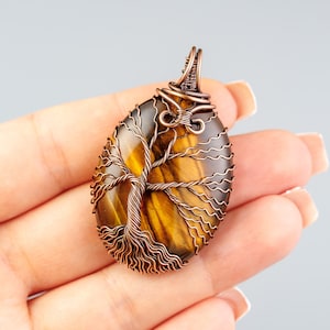 Tree of Life Tiger Eye Necklace Good Luck Stone Jewelry - Etsy